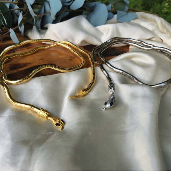 Jewelry | Snake Collar Flexible Adjustable Necklace Gold Serpentine ...